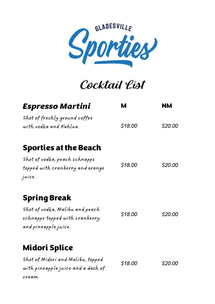 Bars - Gladesville Sporties